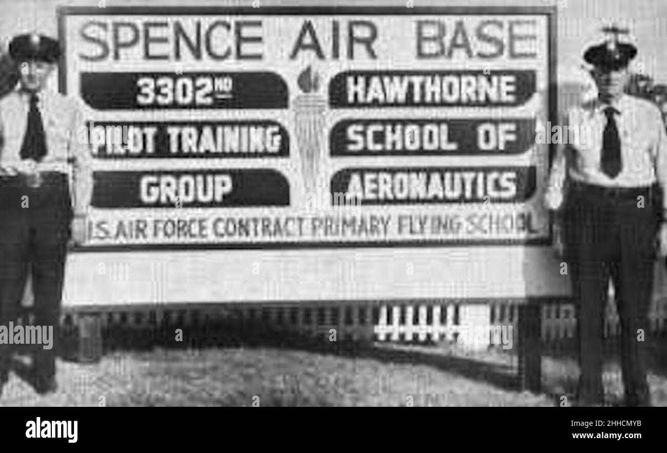 Spence Air Base - 1954 Entrance Sign Stock Photo - Alamy