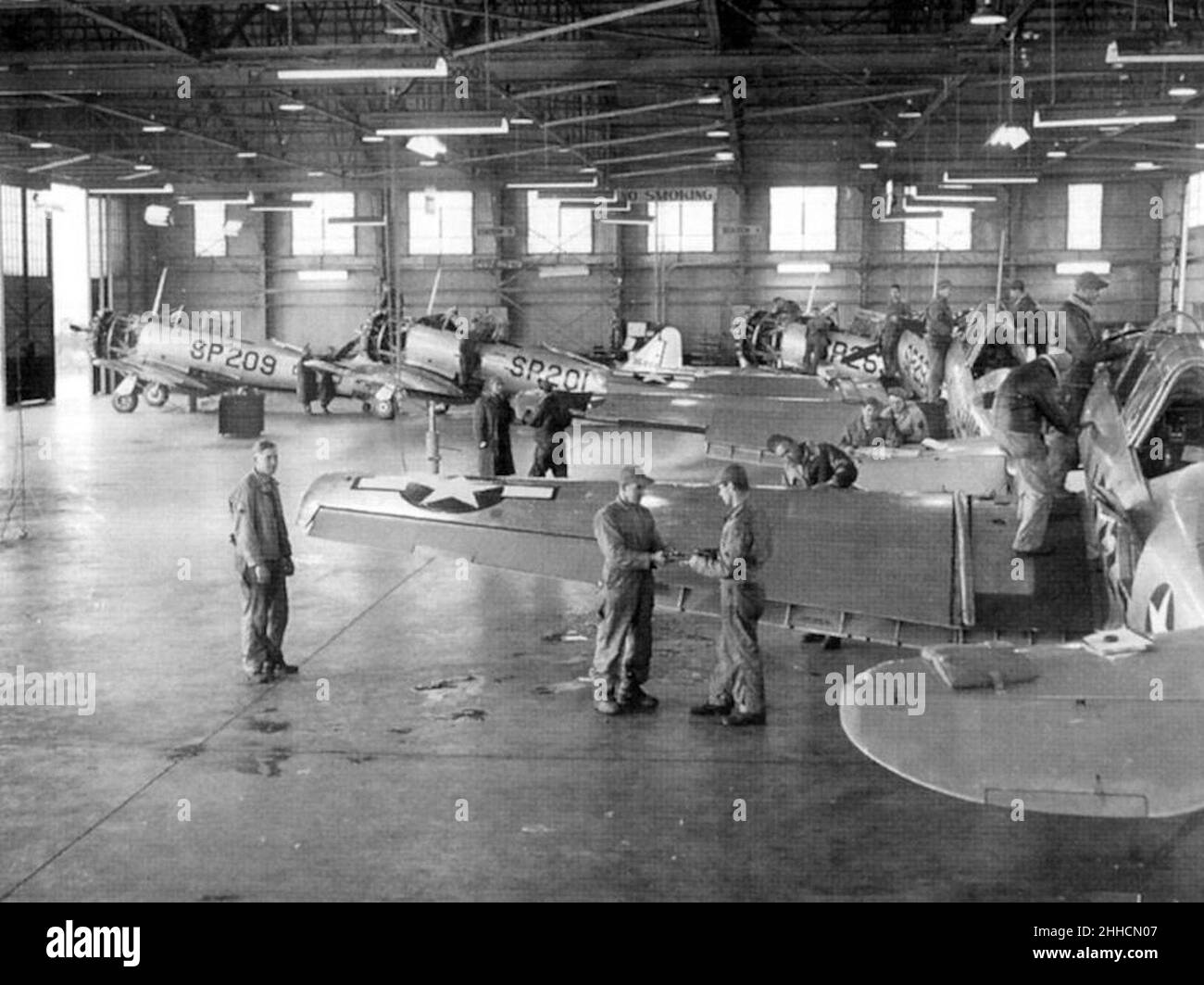 Spence Army Airfield - AT-6 Texans in Maintenence Hangar Stock Photo ...