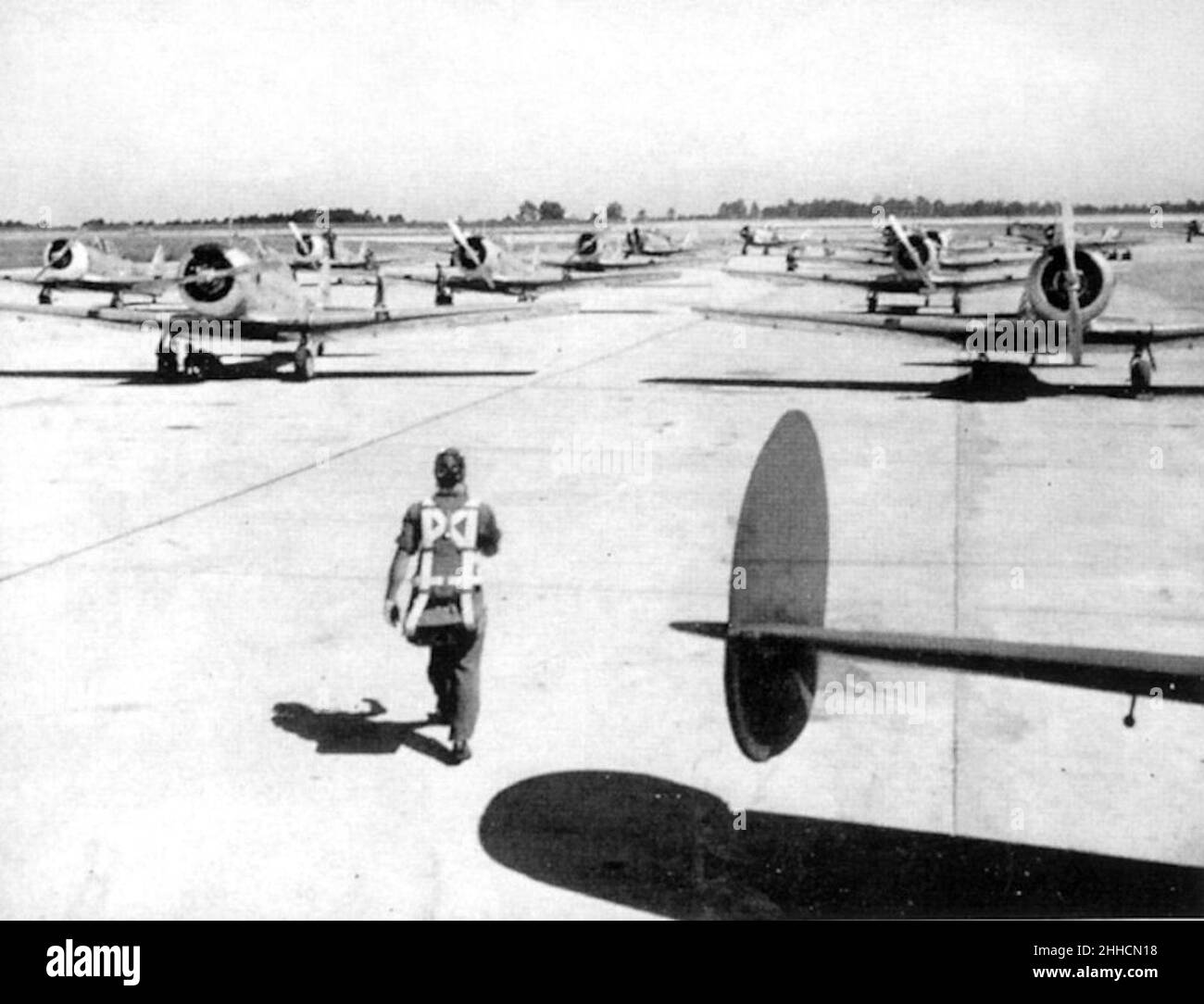 Spence Army Airfield - AT-6 Texans On Parking Ramp Stock Photo - Alamy
