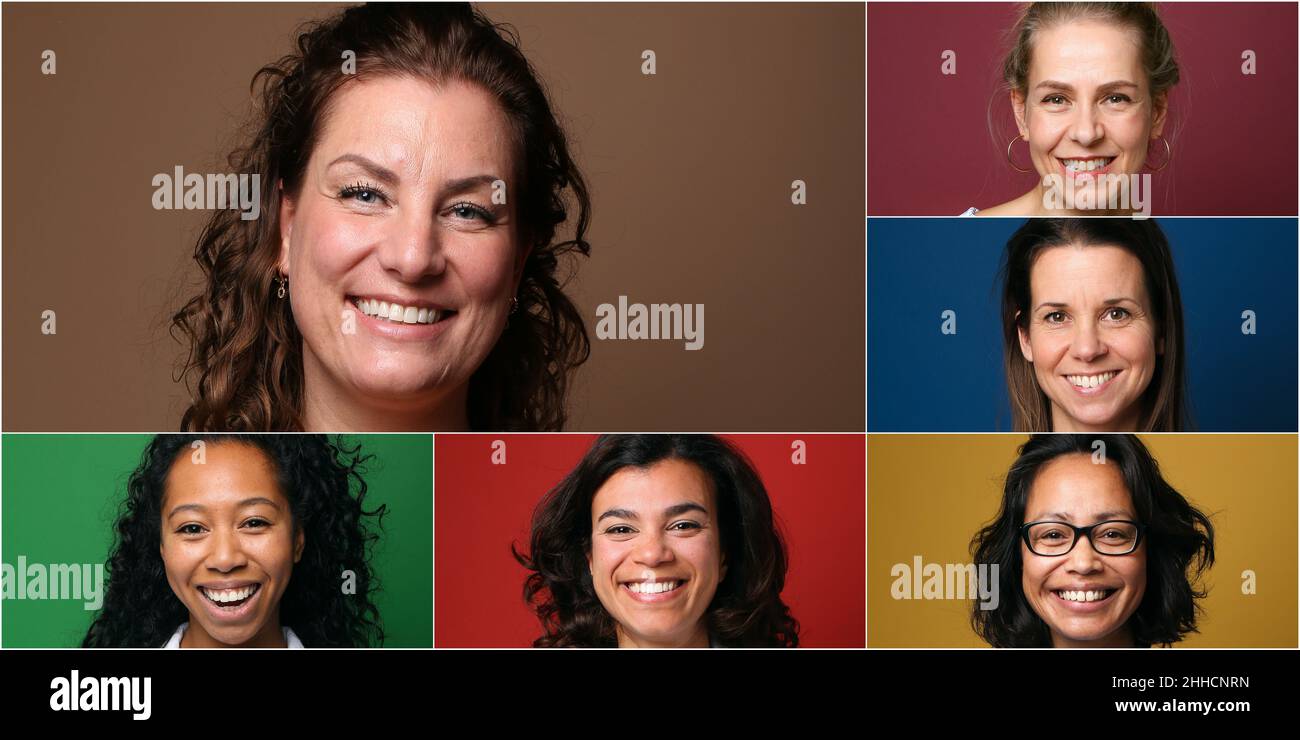 Group of people in a collage Stock Photo - Alamy