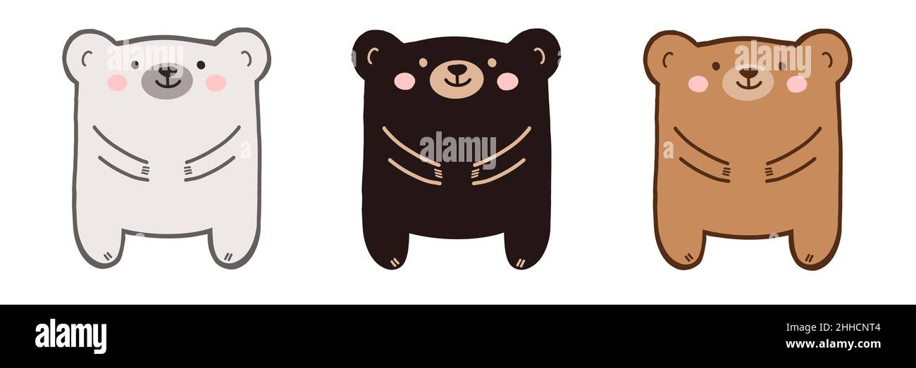 Set of three bears of color. Inclusivity concept for children in cute ...