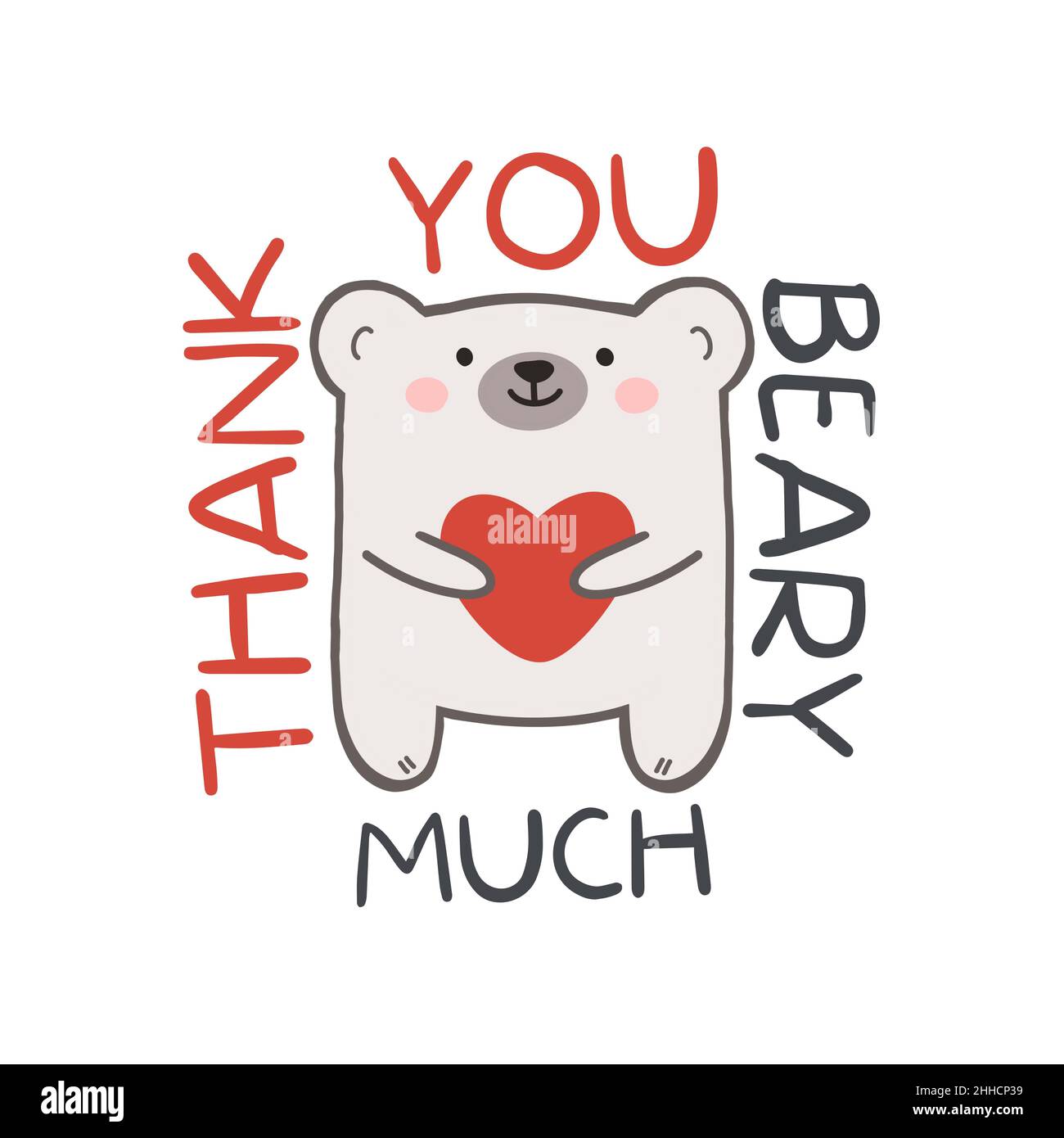Thank You Beary Much Cute Gratitude Bear Holding A Big Heart Sweet
