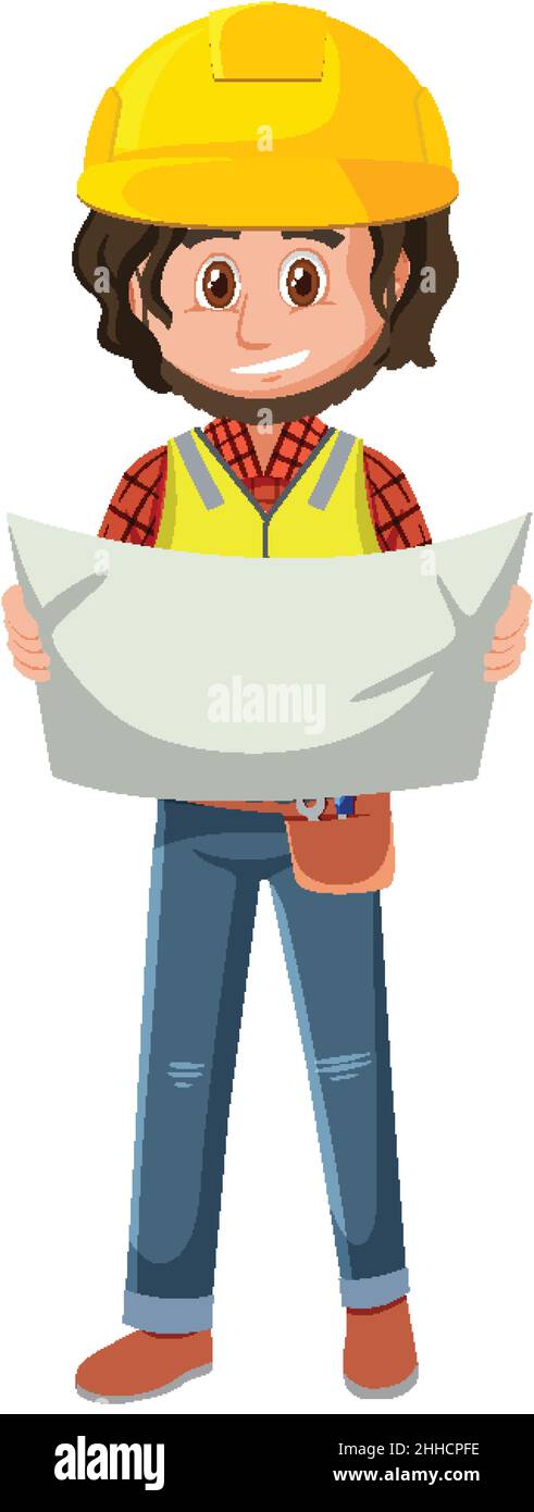 A contractor job cartoon character on white background illustration ...