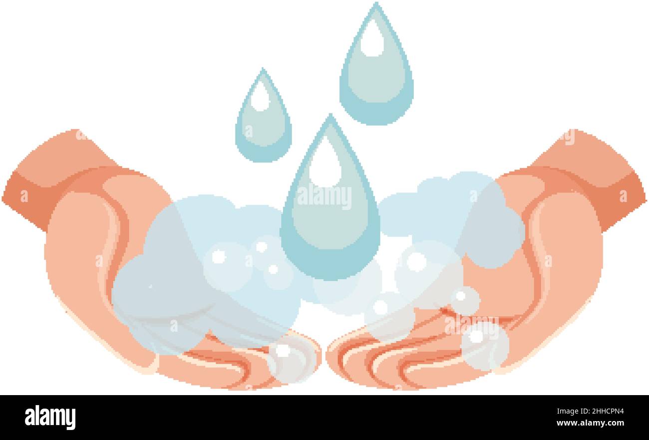 Hands washing with soap and water drop illustration Stock Vector Image ...