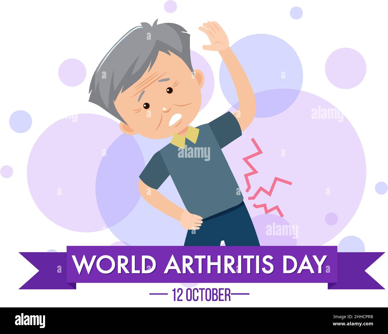 World Arthritis Day banner with old man suffering back pain ...