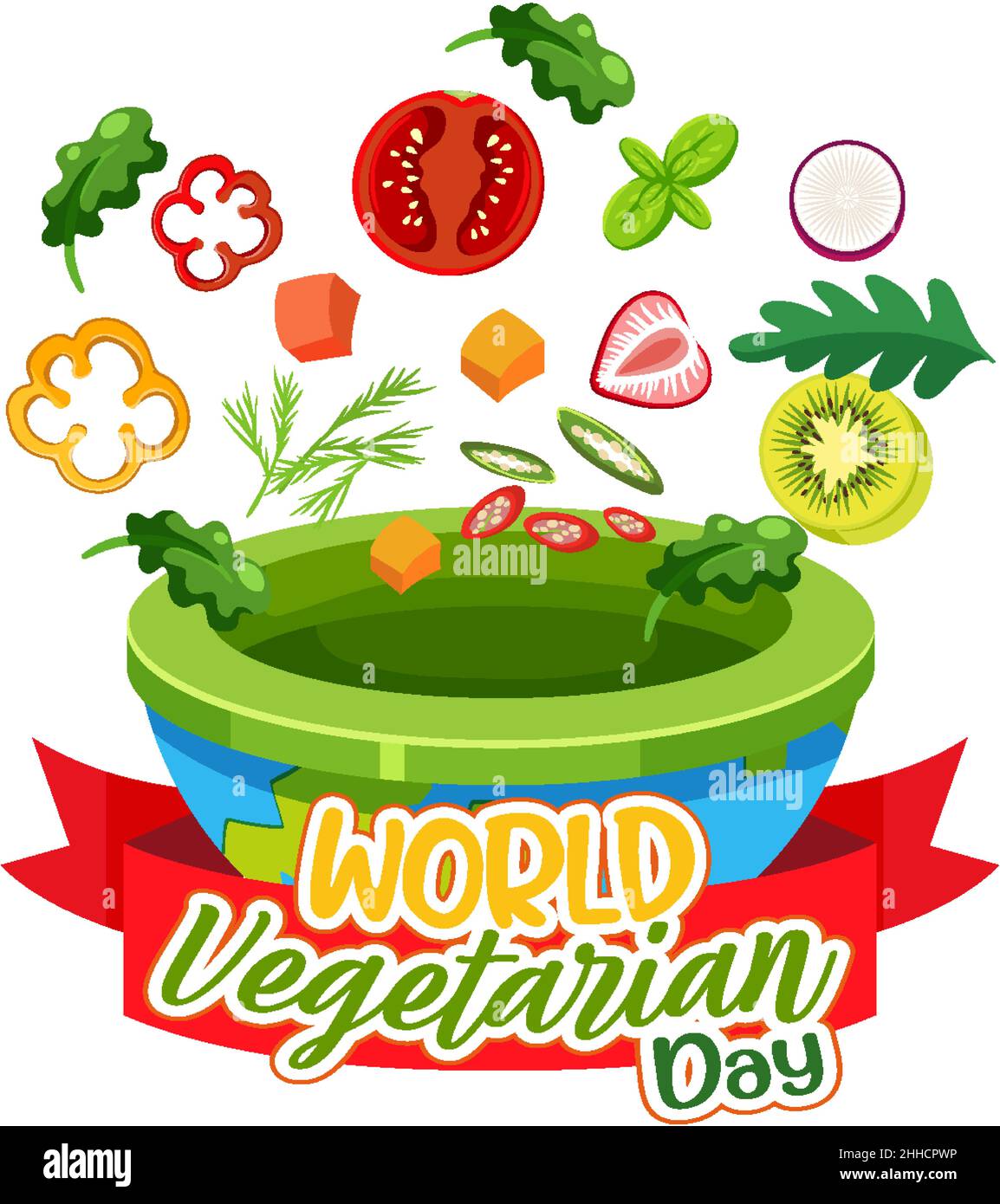World Vegetarian Day logo with vegetable and fruit illustration Stock ...