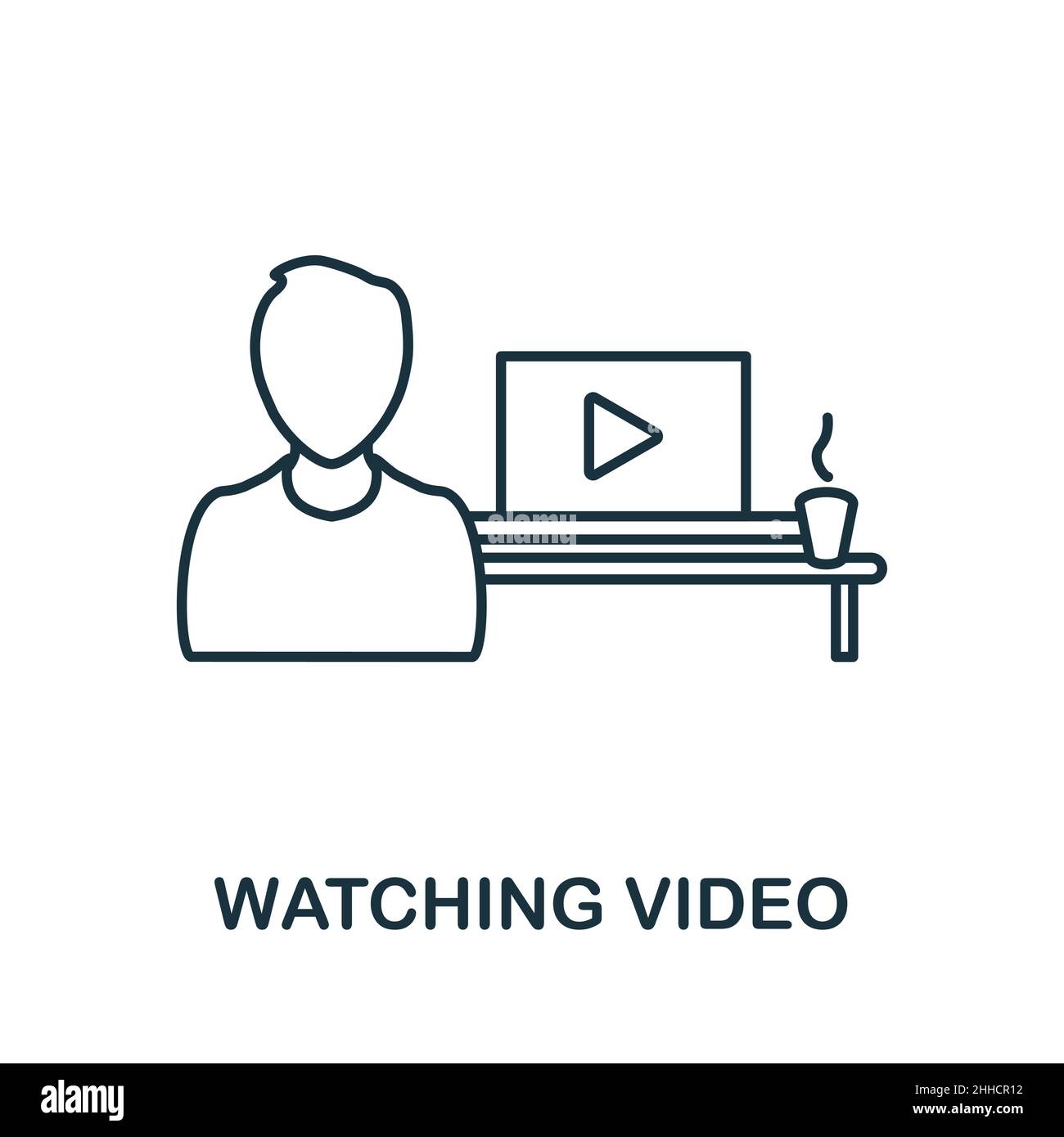 Watching Video icon. Line element from home rest collection. Linear ...