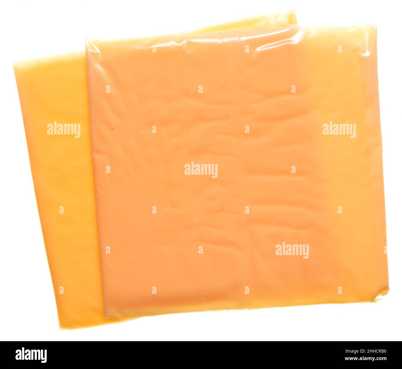 Two slices of cheese isolated on white background Stock Photo - Alamy