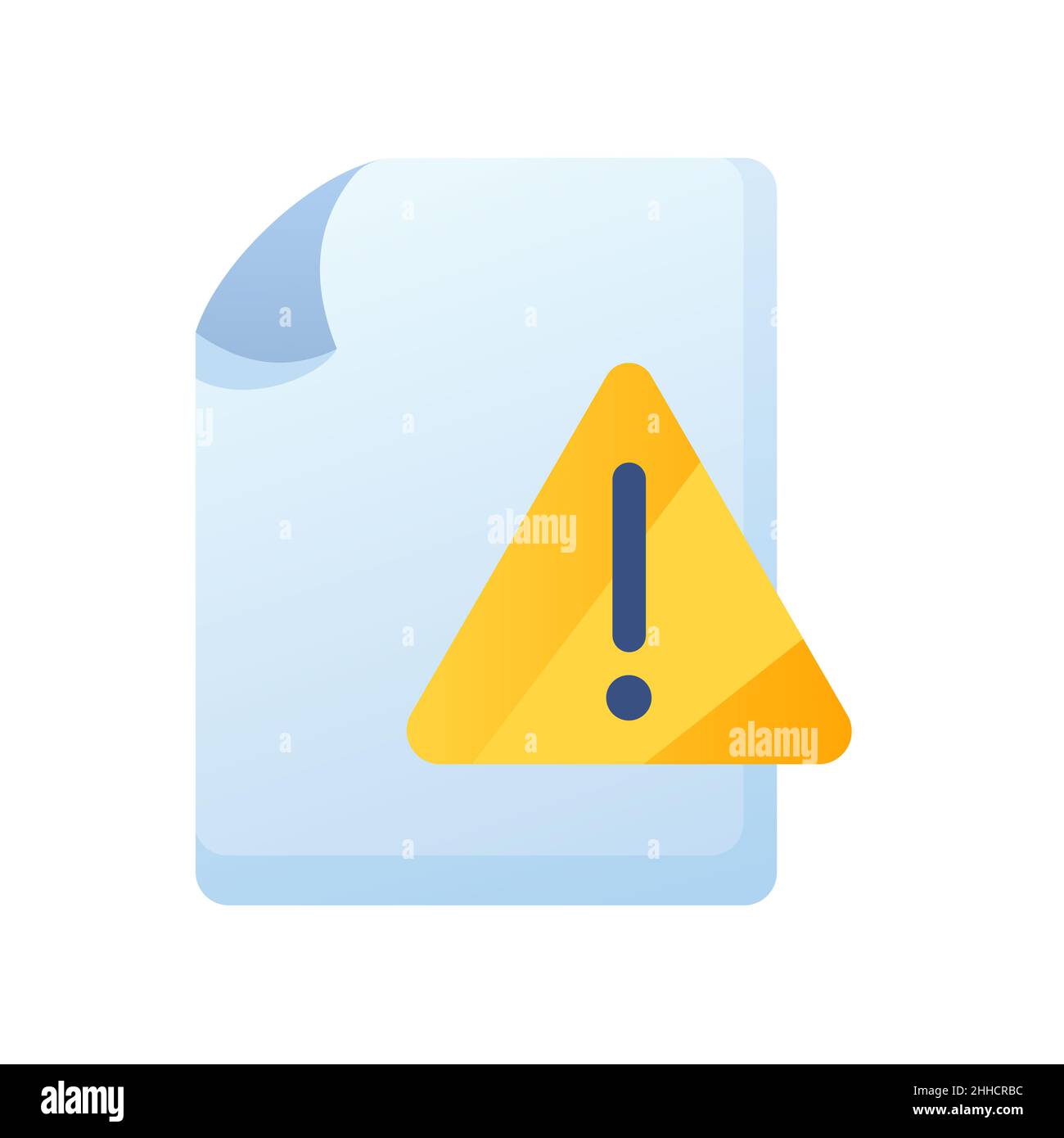 error document file paper page warning exclamation single isolated icon ...