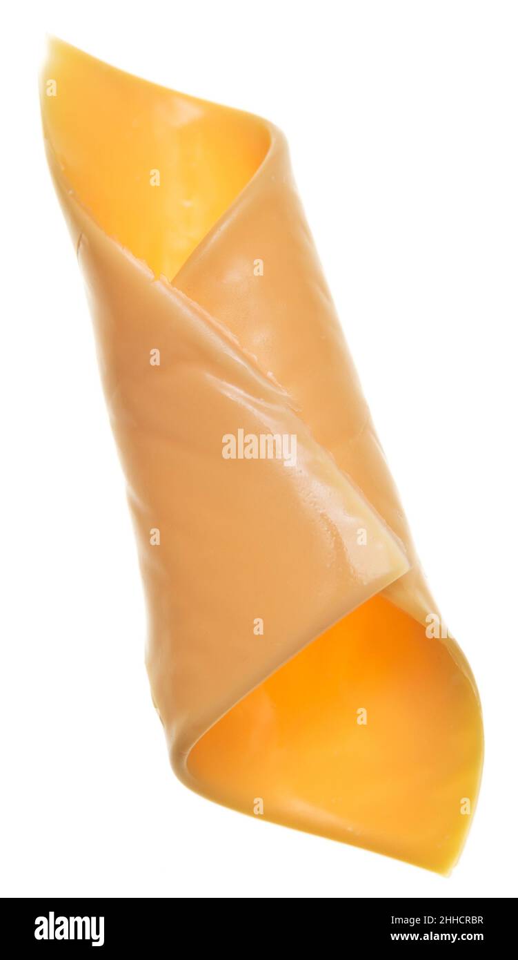 Folded slice of cheese isolated on white background Stock Photo - Alamy
