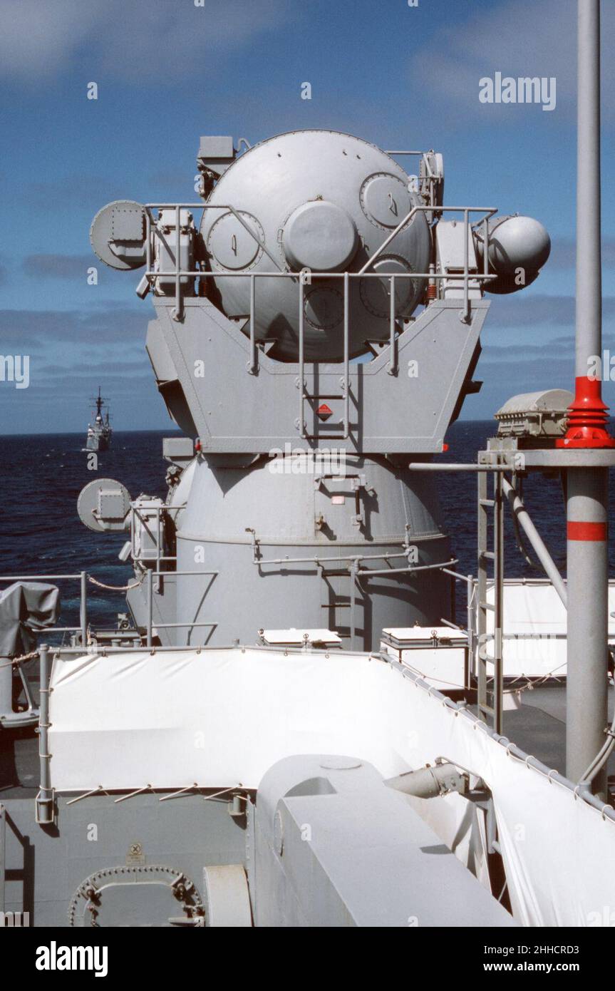 SPG-55B fire control radars aboard USS Worden (CG-18) on 1 July 1986 ...