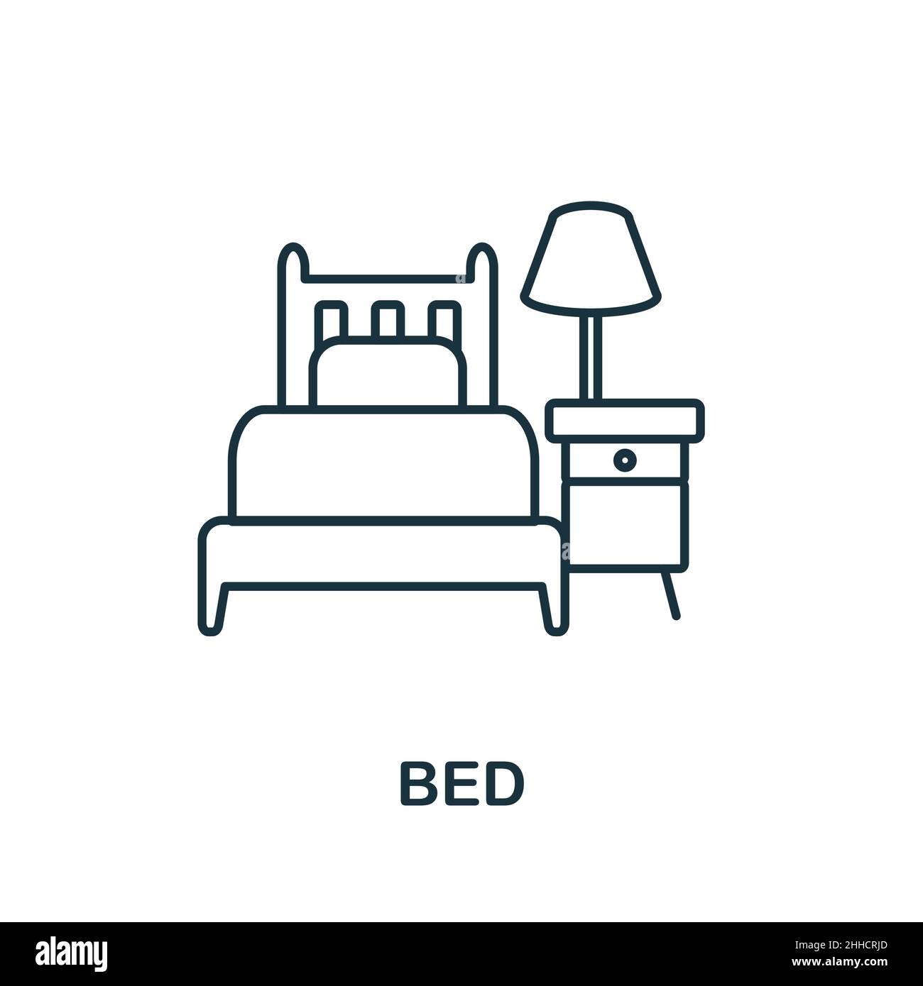 Bed icon. Line element from home rest collection. Linear Bed icon sign ...