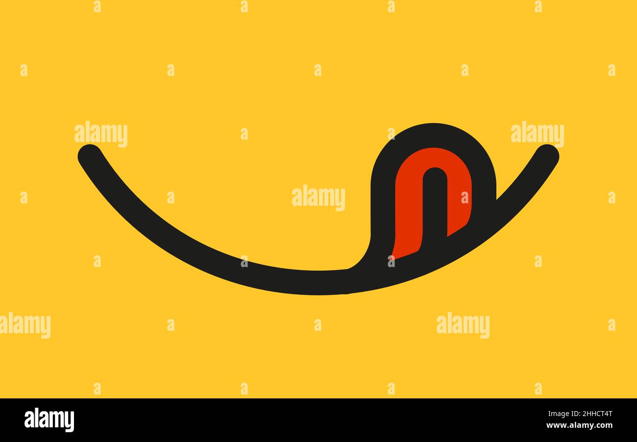 Yummy smile emoji with tongue lick mouth. Delicious tasty food symbol ...