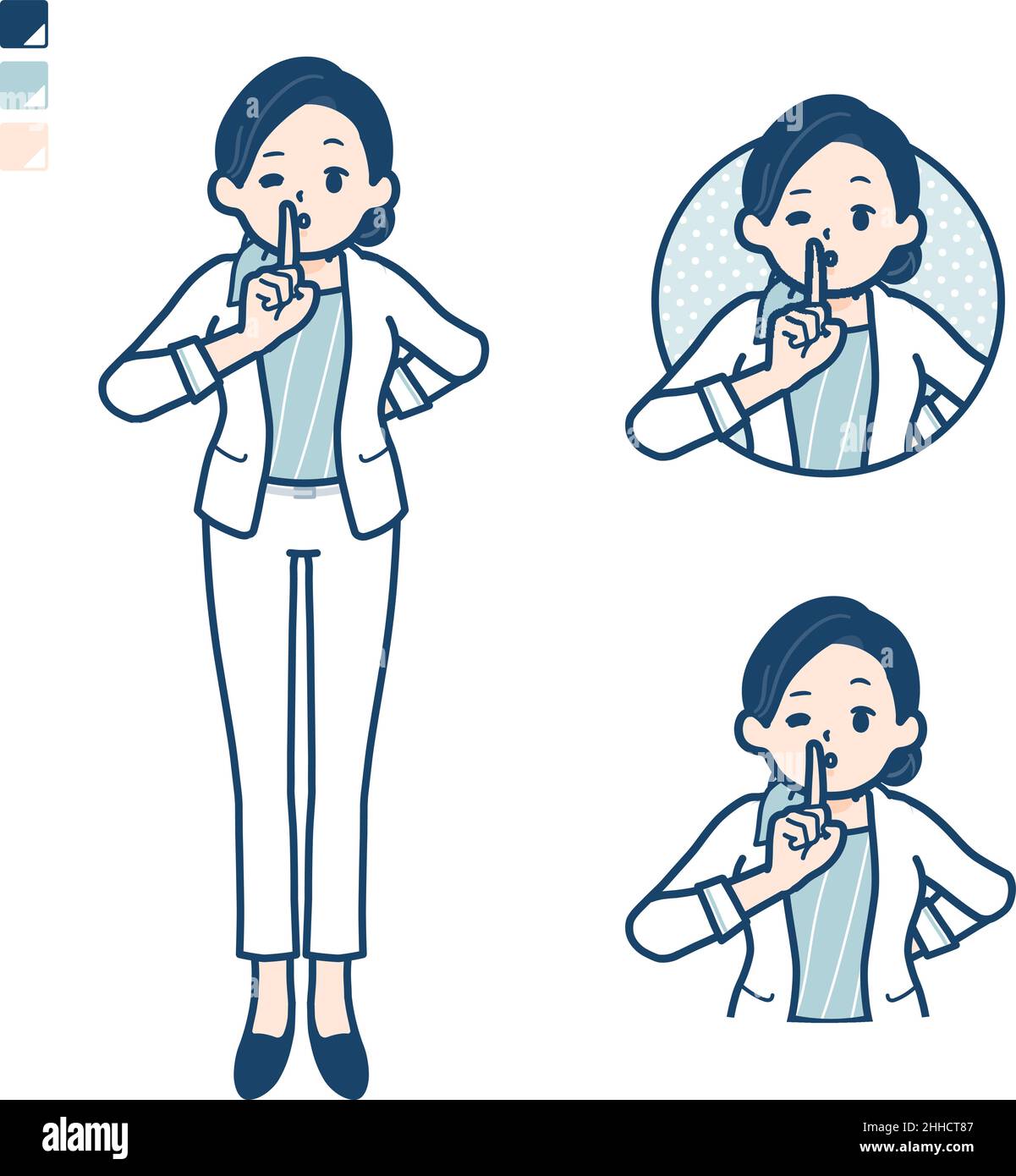 Beauty advisor woman with be quiet hand sign images.It's vector art so ...