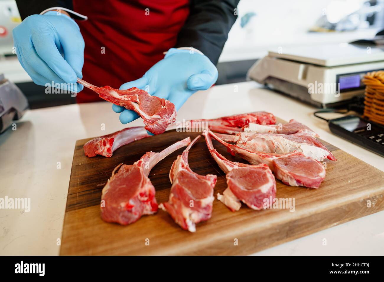 Person butchering beef meat in hi-res stock photography and images - Alamy