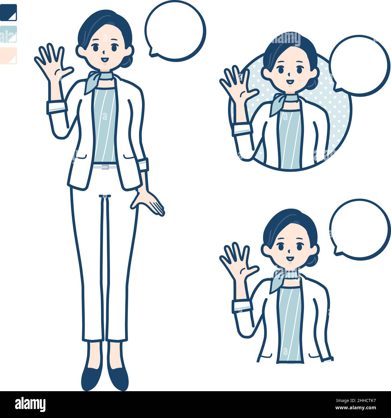 Beauty advisor woman with greeting images.It's vector art so it's easy ...