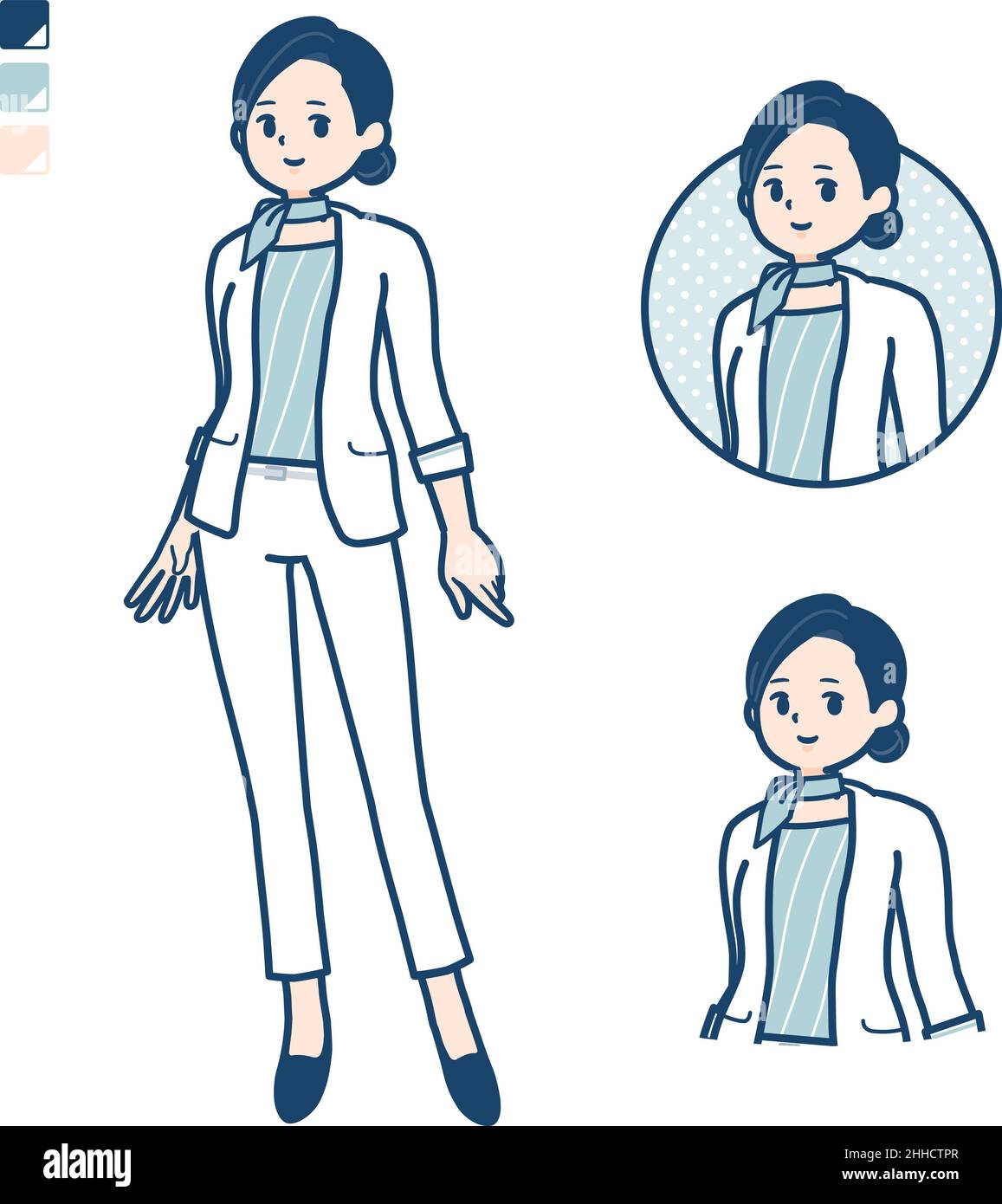 Beauty advisor woman with Relaxed pose images.It's vector art so it's ...