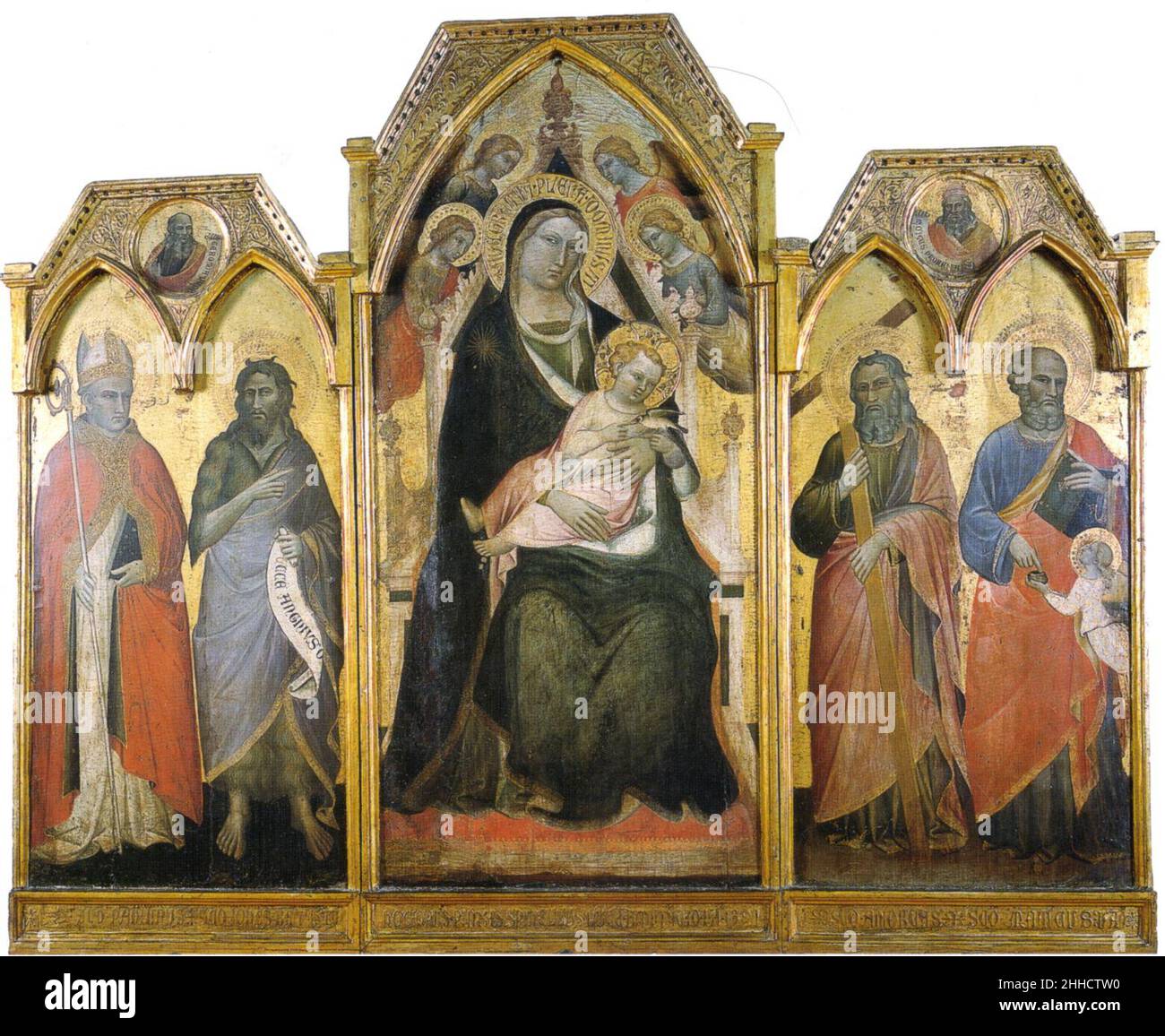 Spinello aretino, trittico della madonna in trono e santi Stock Photo ...