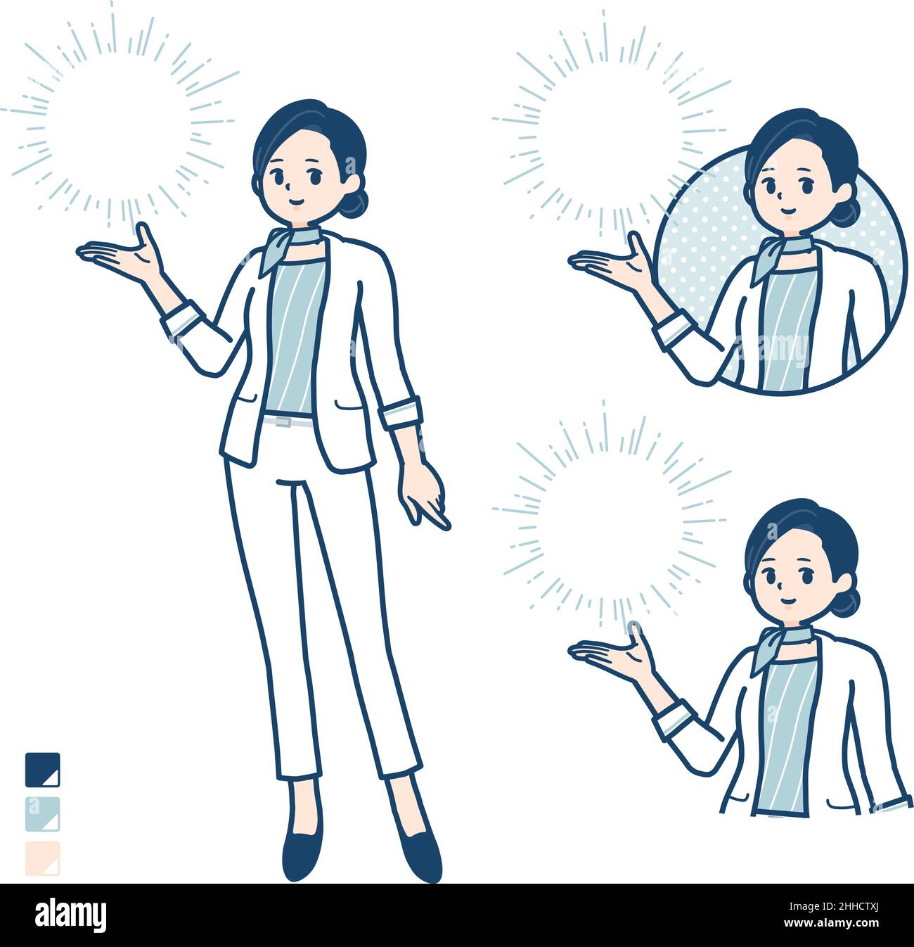 Beauty advisor woman with Manipulating light images.It's vector art so ...
