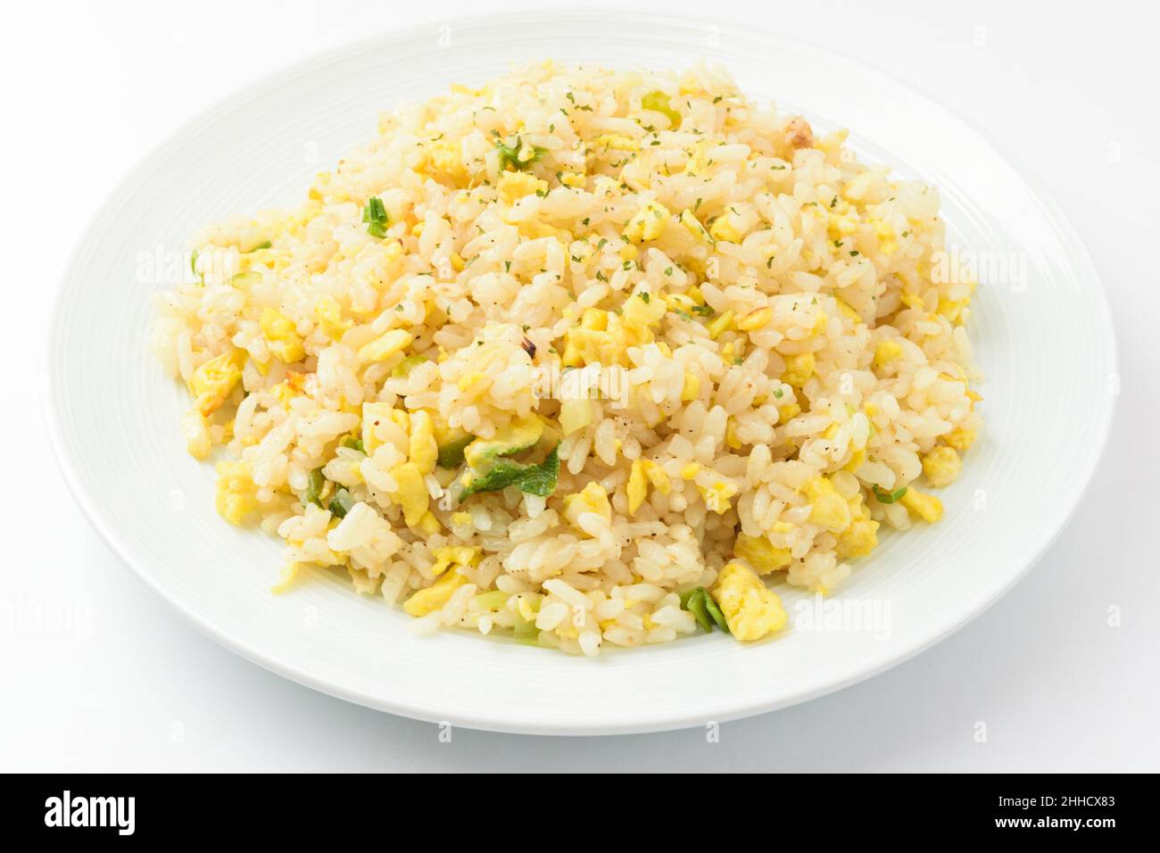 Seasoned fried rice on white background Stock Photo - Alamy