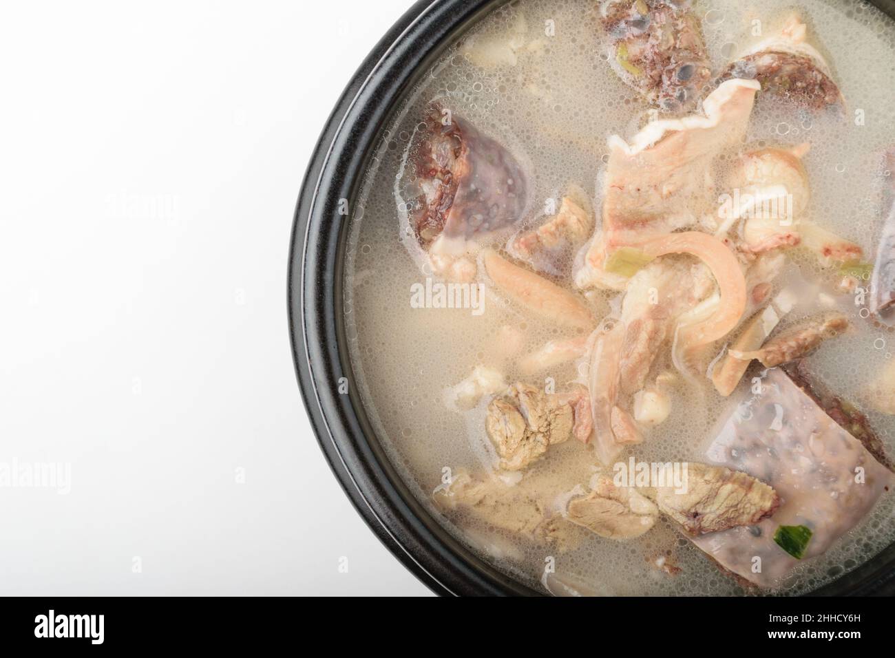 Pork intestines soup on white background Stock Photo - Alamy