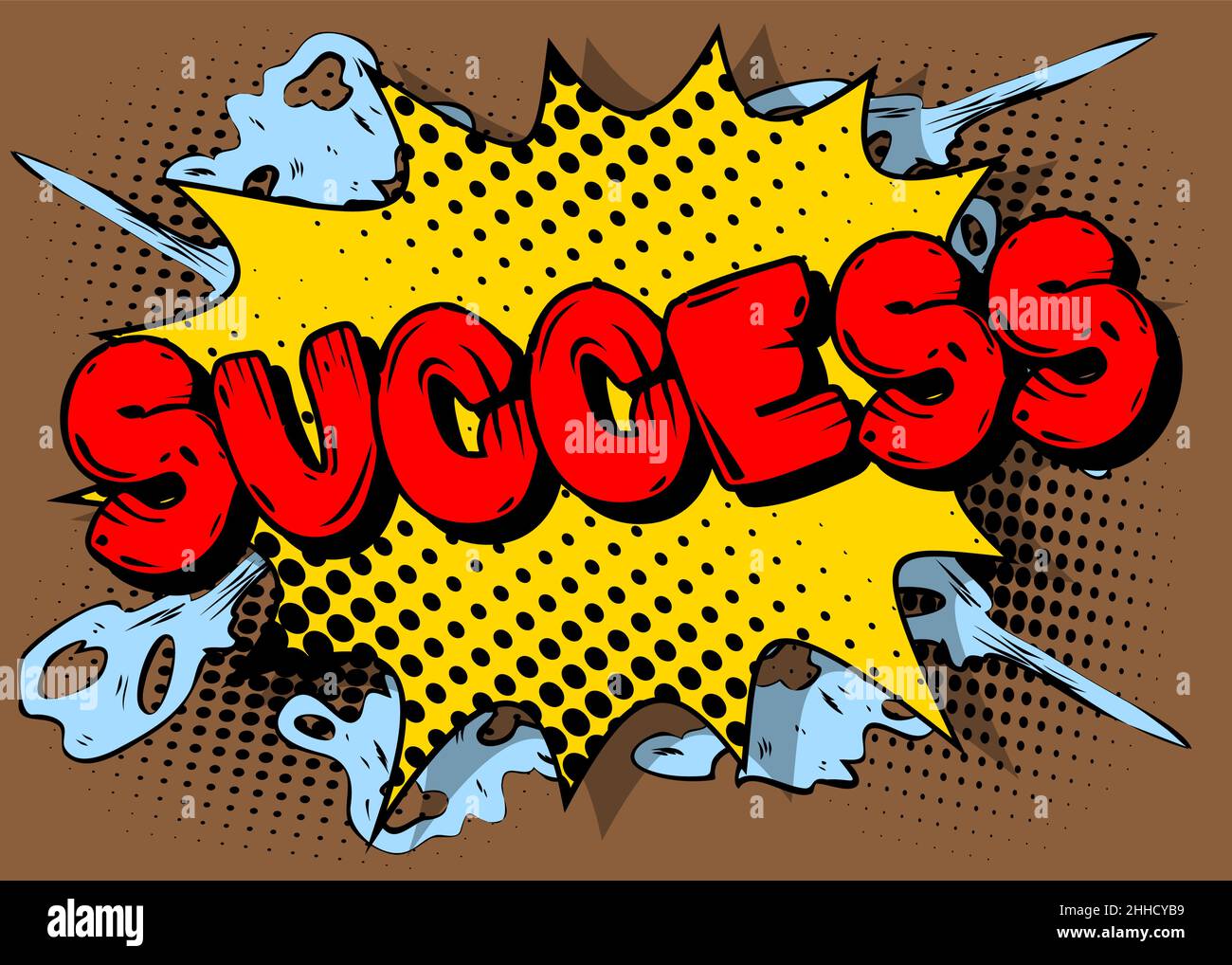 Success. Comic book word text on abstract comics background. Retro pop ...