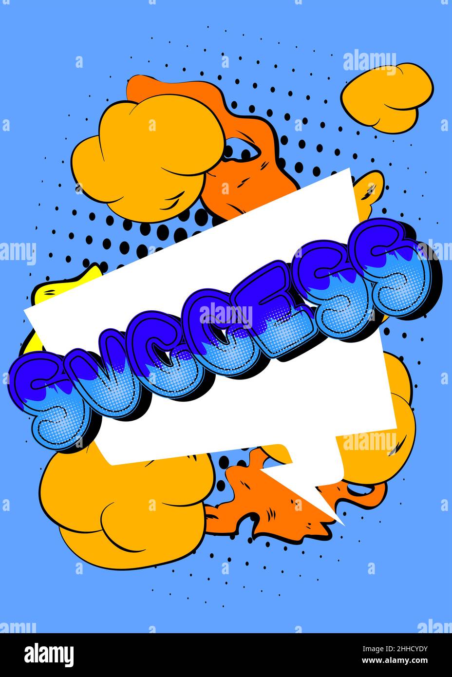 Success. Comic book word text on abstract comics background. Retro pop ...