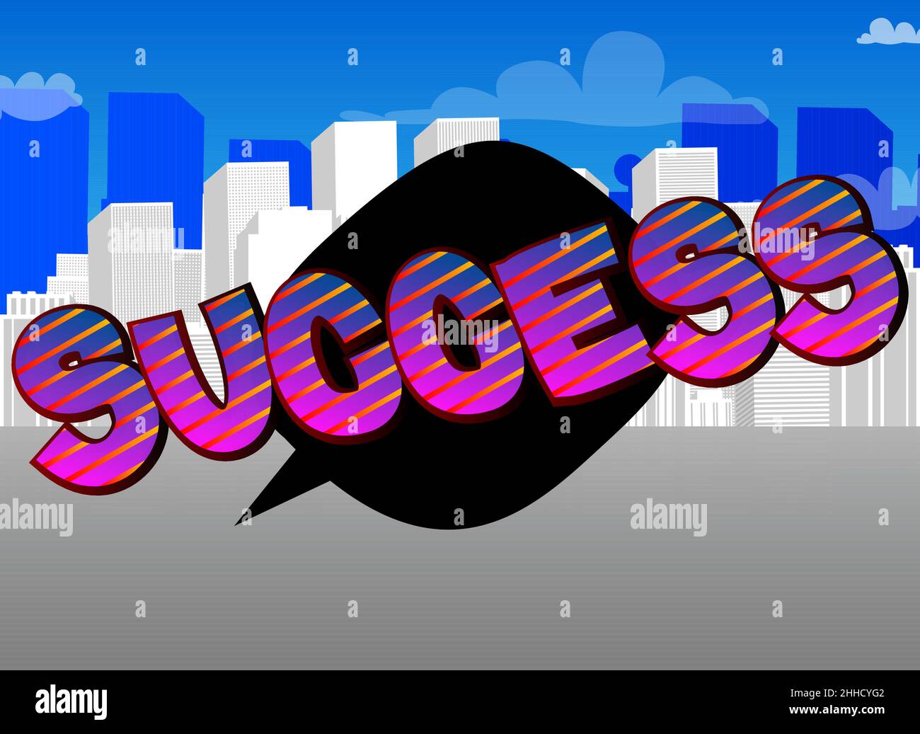 Success. Comic book word text on abstract comics background. Retro pop ...