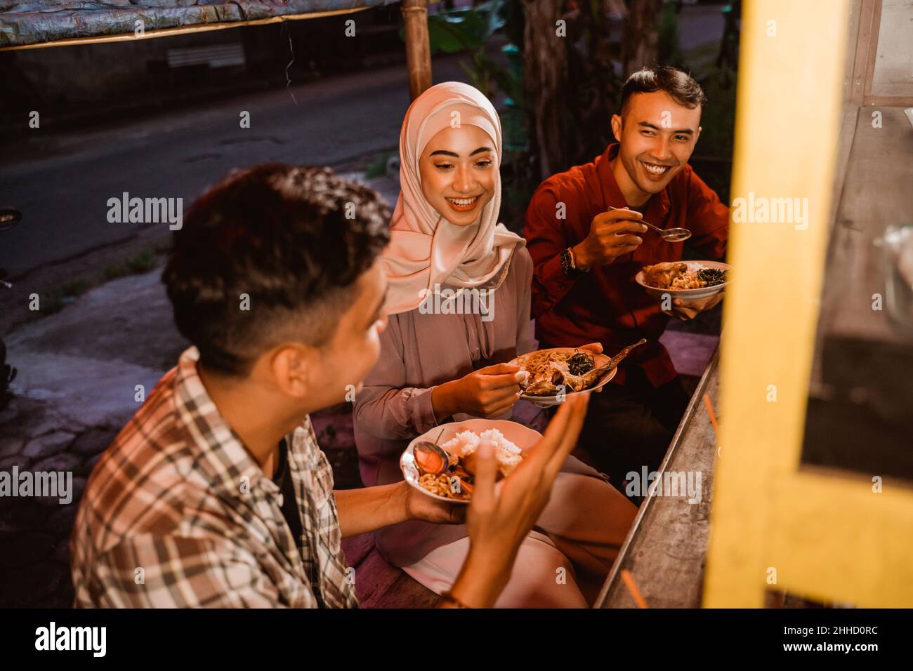 muslim best friend break fasting together during ramadan Stock Photo ...