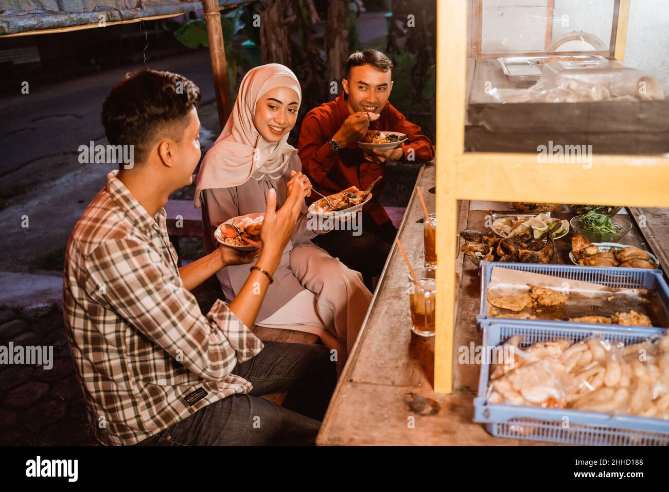 muslim best friend break fasting together during ramadan Stock Photo ...