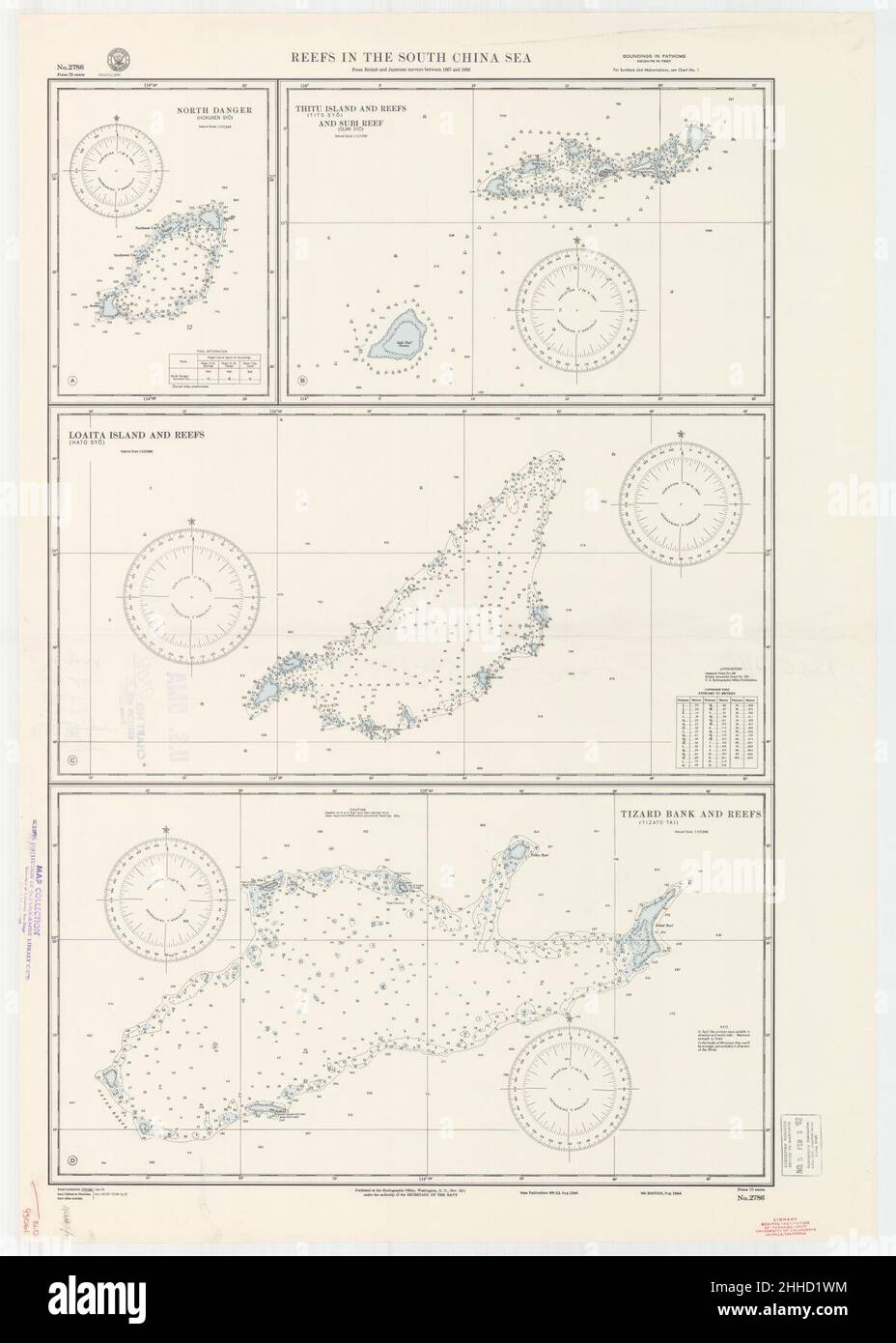 Spratly Islands partial nautical charts of 1911 Stock Photo - Alamy
