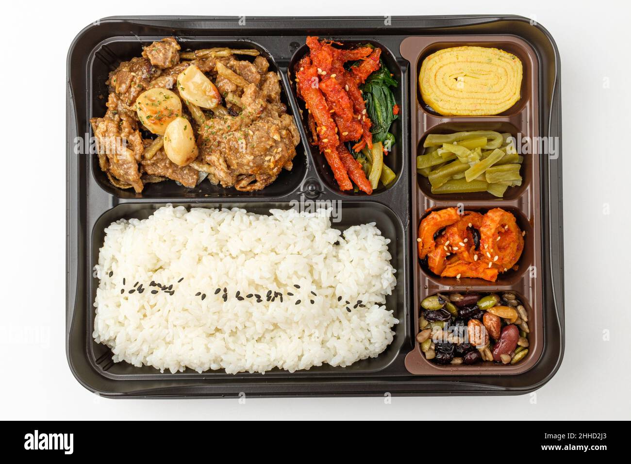 Korean lunch box on white background Stock Photo - Alamy