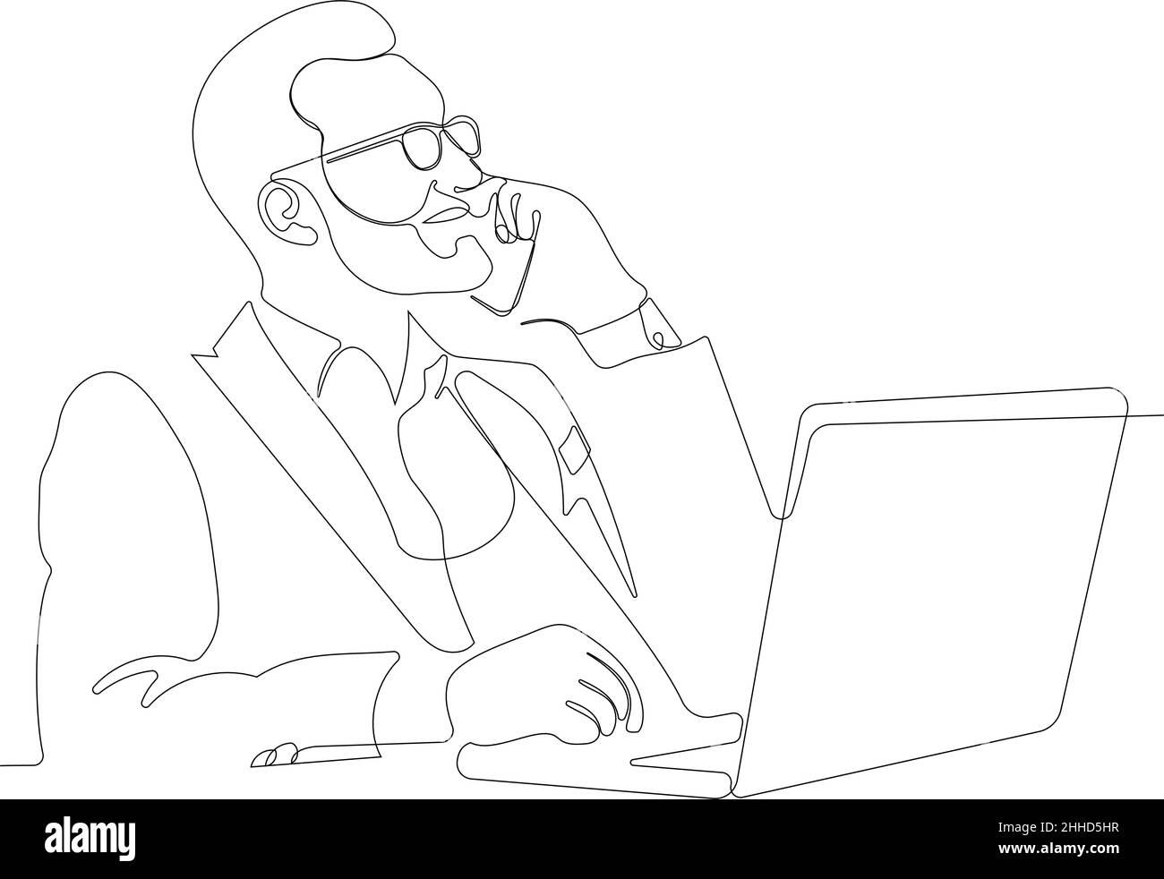 Businessman one line design Cut Out Stock Images & Pictures - Alamy