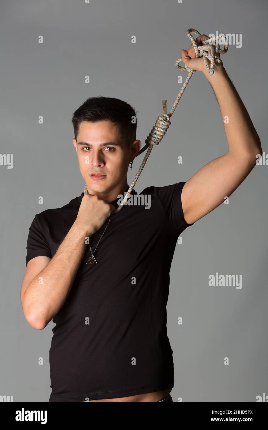 preparations and fantasy about suicide with hangman's knot Stock Photo ...