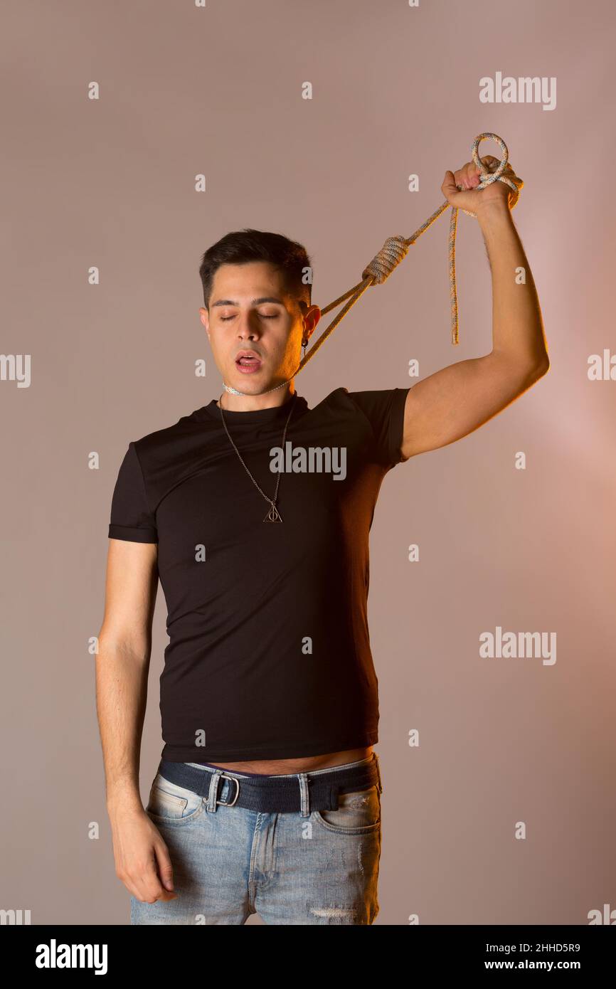 preparations and fantasy about suicide with hangman's knot Stock Photo ...