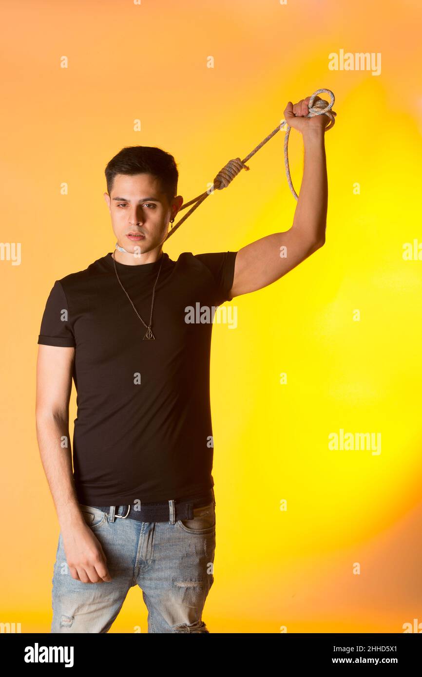 preparations and fantasy about suicide with hangman's knot Stock Photo ...