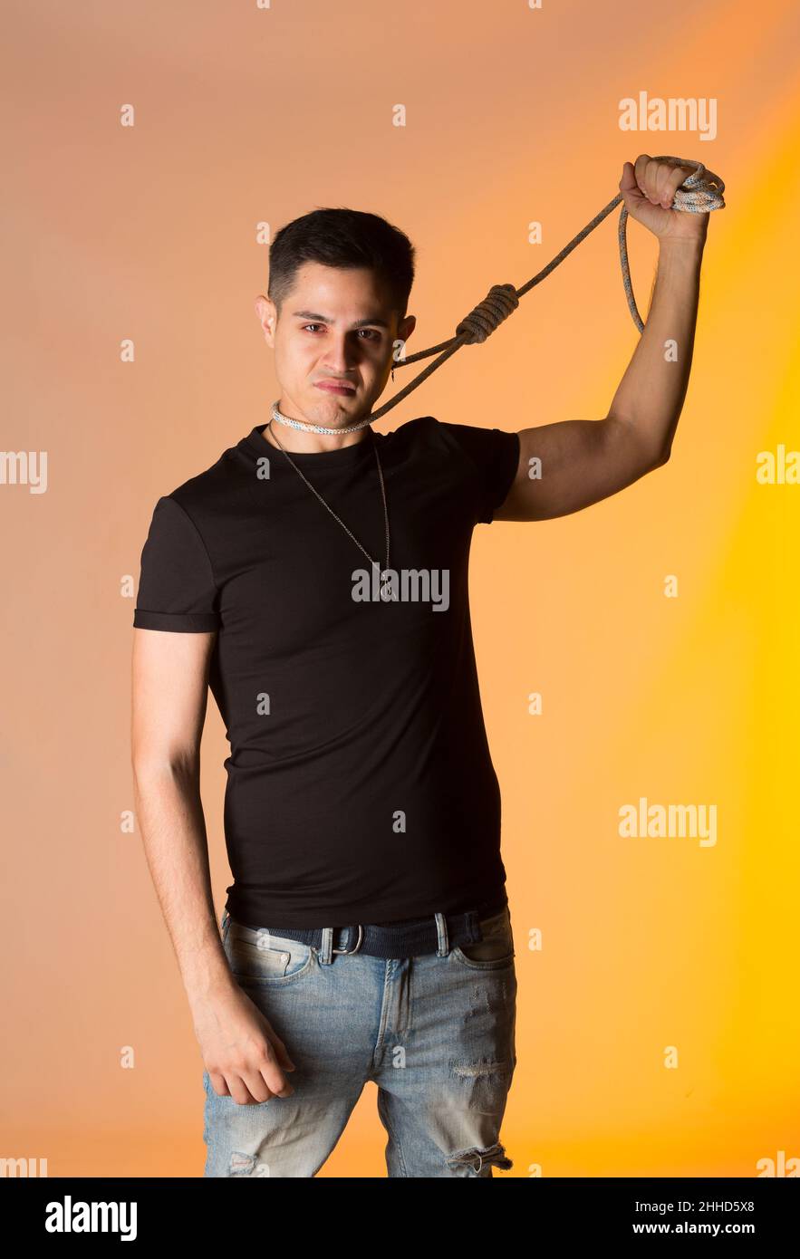 preparations and fantasy about suicide with hangman's knot Stock Photo ...