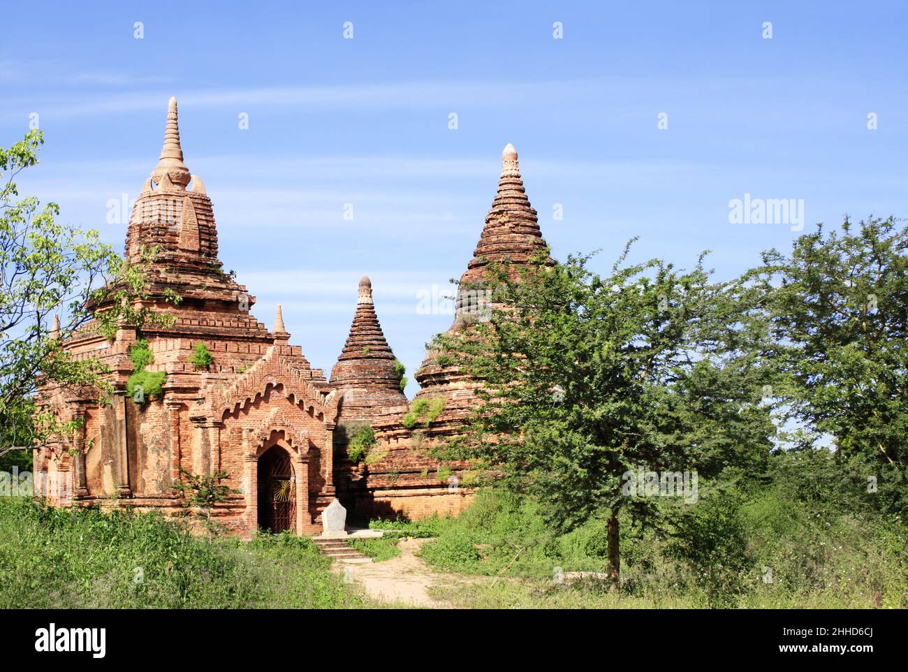 Ancient temple and stupas in the archaeological zone, Bagan, Myanmar ...
