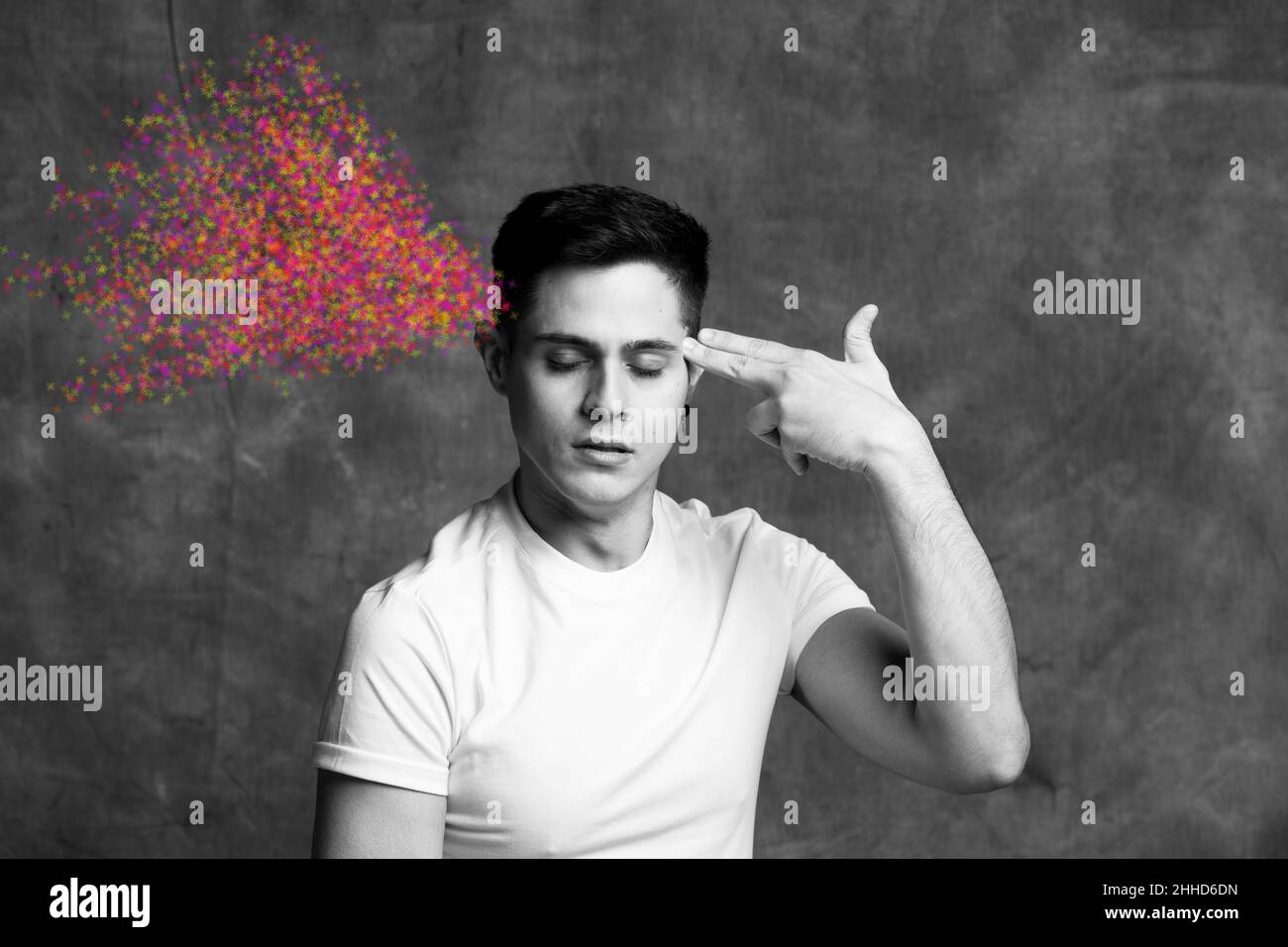 symbolically shooting yourself with the fingers of your hand Stock ...