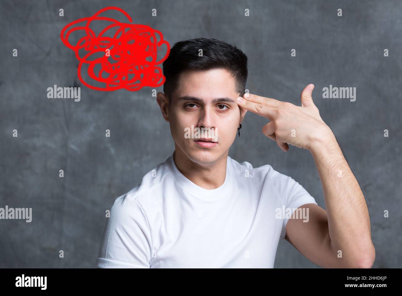 symbolically shooting yourself with the fingers of your hand Stock ...