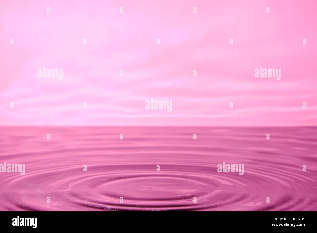 Bright pink background with diverging circles from dropped drop on ...