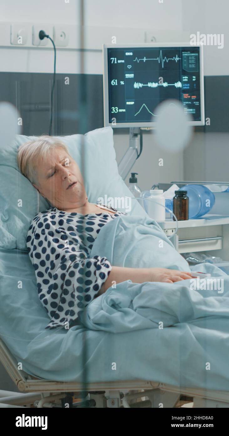 Old woman breathing heavily hi-res stock photography and images - Alamy