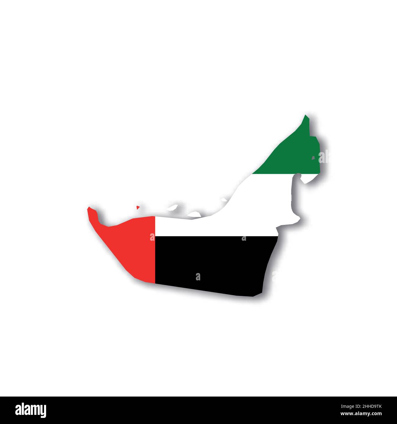 United Arab Emirates, UAE national flag in a shape of country map Stock ...