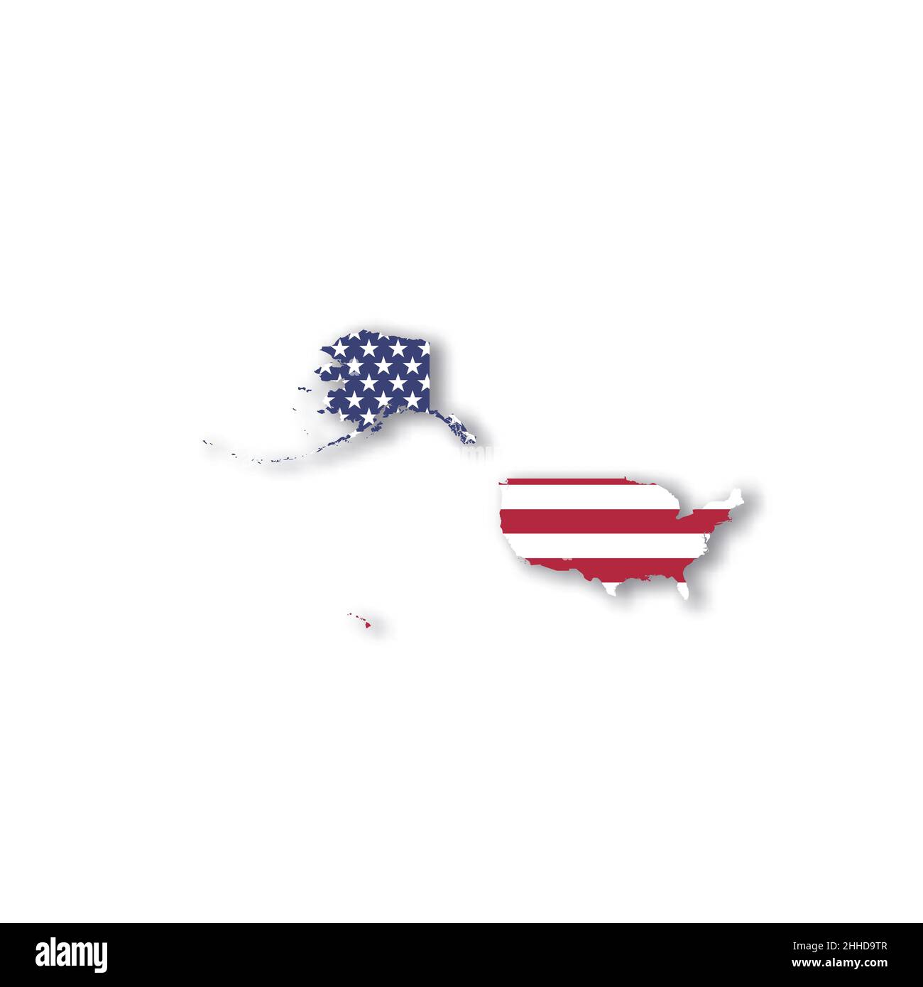 United States of America, USA national flag in a shape of country map ...