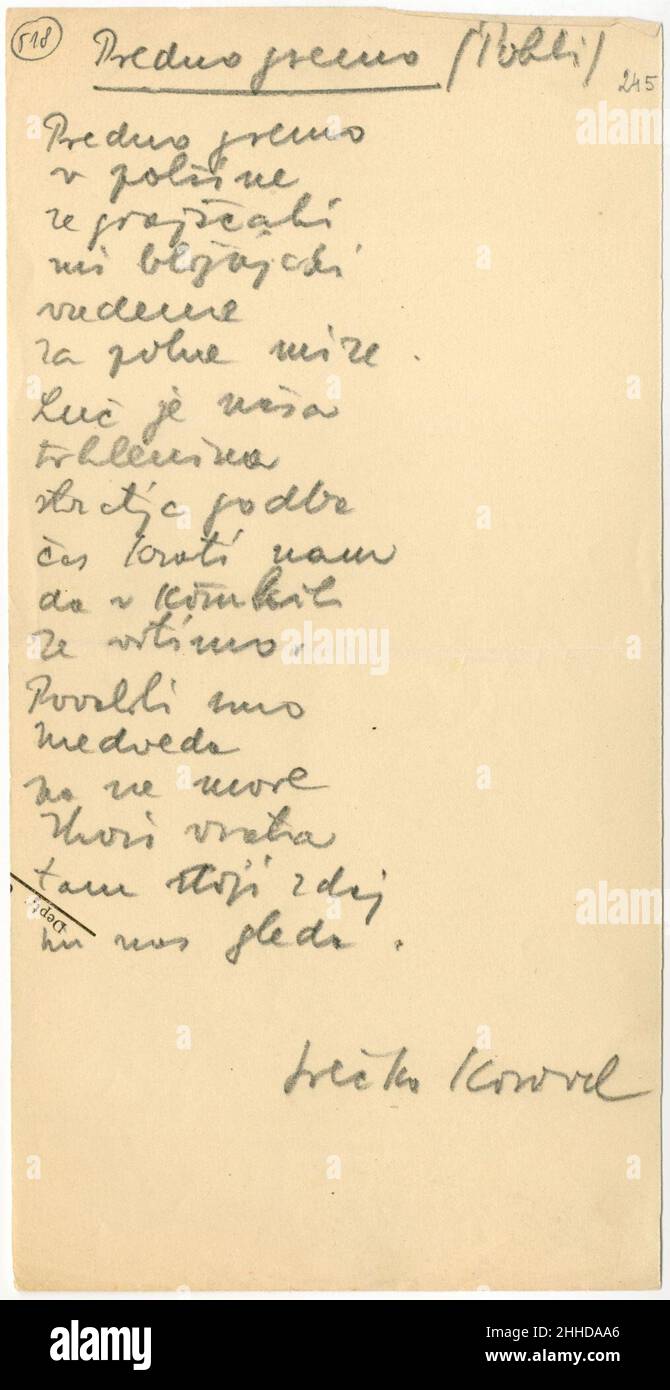 Srečko Kosovel - Predno gremo Stock Photo - Alamy