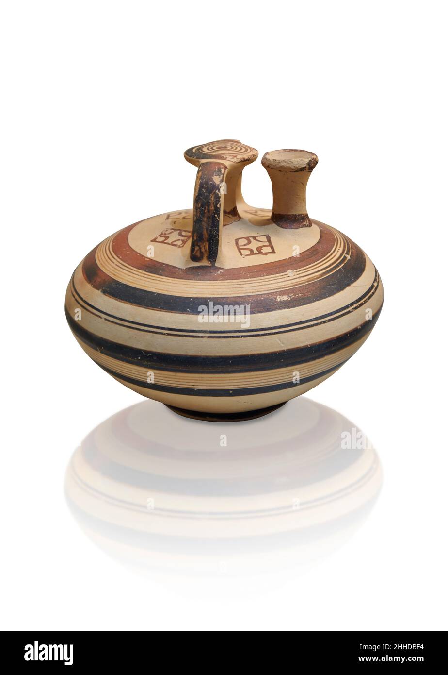 Mycenaean pottery - terracotta stirrup jar with concentric circle ...