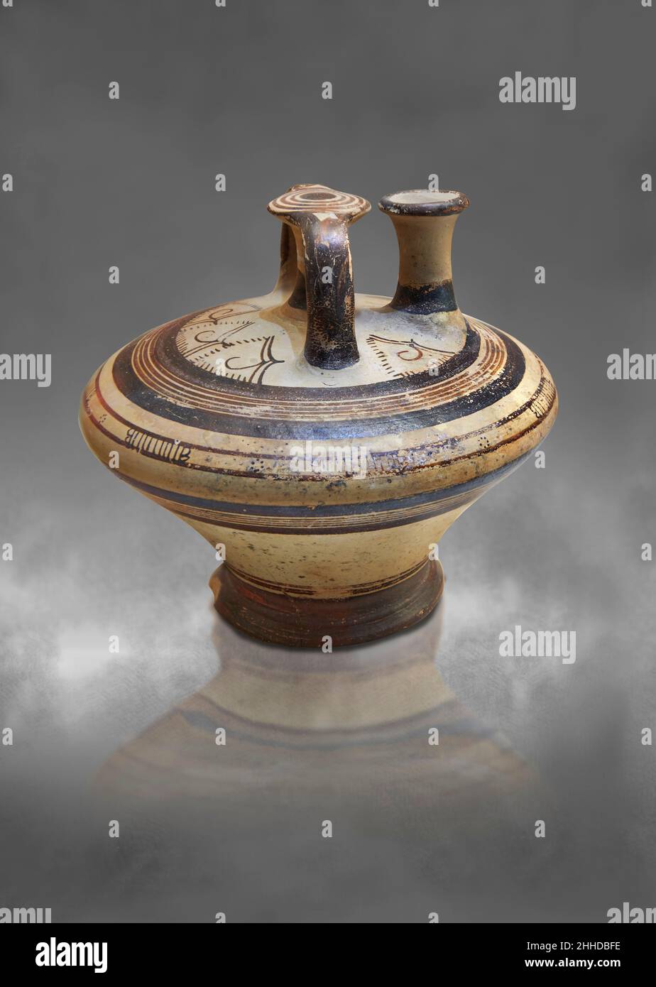 Mycenaean pottery - terracotta stirrup jar with concentric circle ...