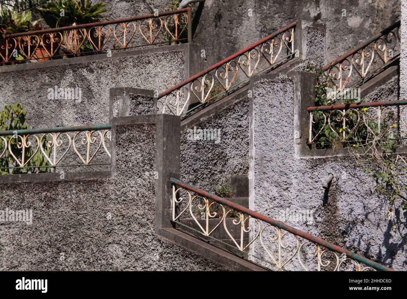 Stairs and railing on an old house in Funchal in Madeira,Portugal ...