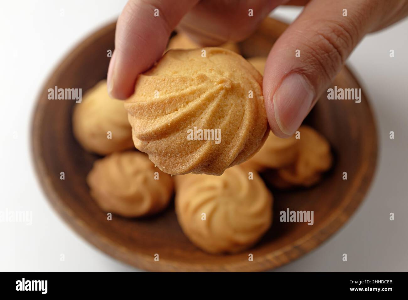 Butter cookies on white background Stock Photo - Alamy