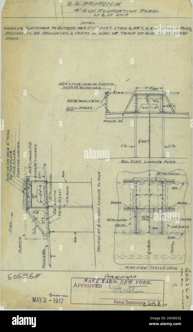 SS Armenia- 4'' Gun Foundation Stock Photo - Alamy